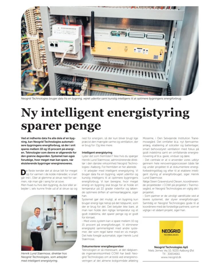 Ny intelligent energistyring sparer penge - Intelligent energistyring af bygningens varmeforbrug